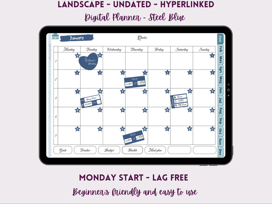 2023 Undated Digital Planner Undated Digital Planner Digital - Etsy