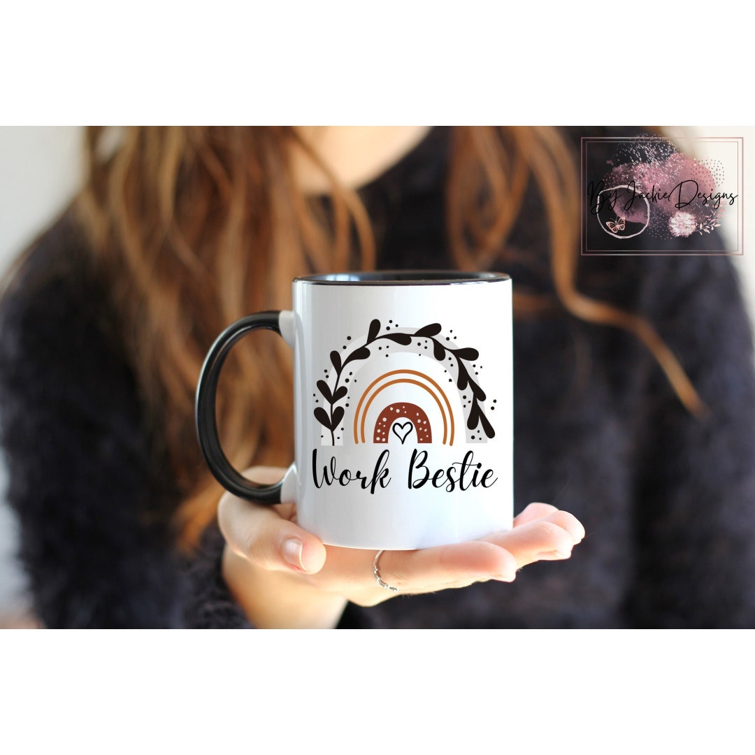 Work Bestie Rainbow Boho Coworker Mug, Co-worker Gift Idea, Colleague ...