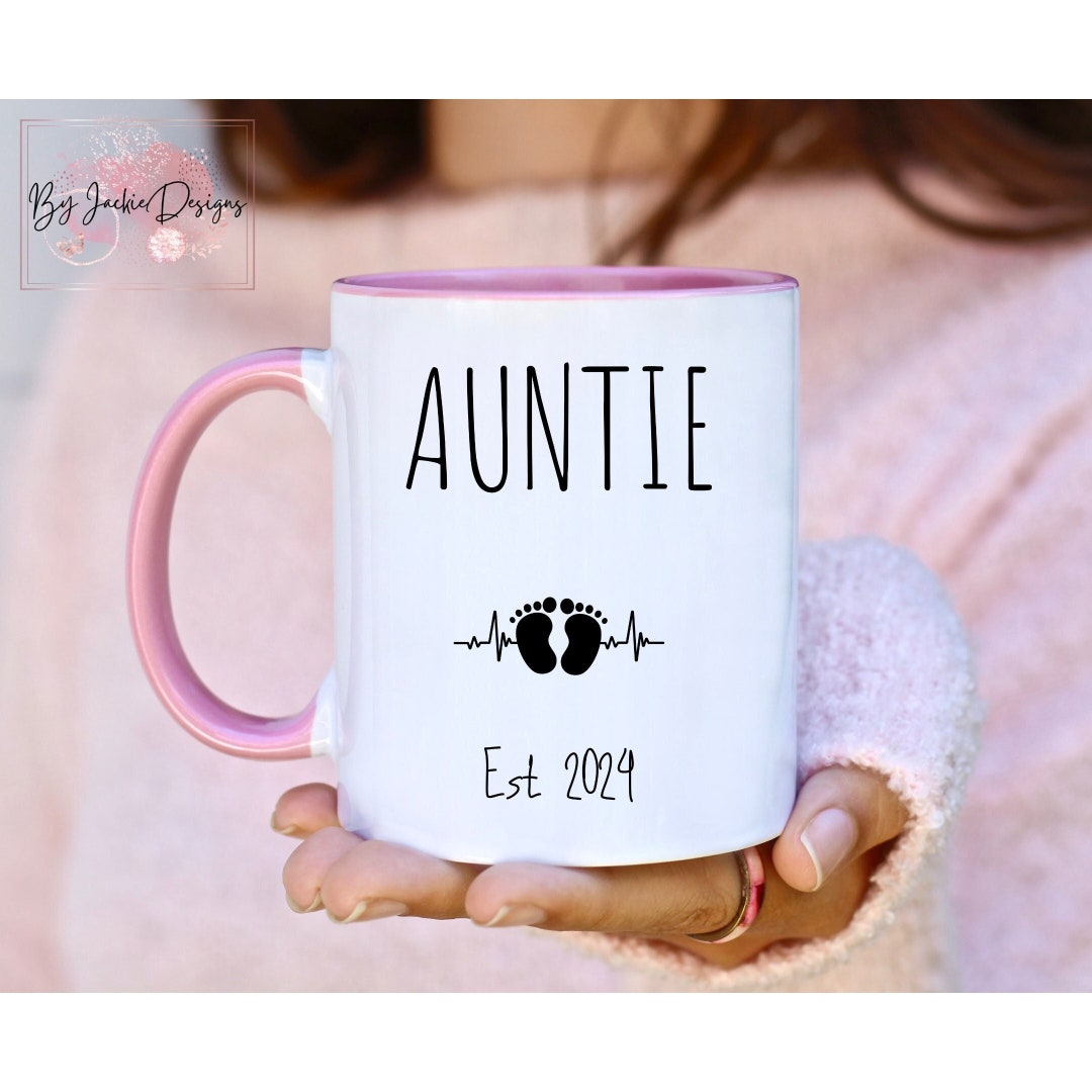 Auntie Est 2024 Mug, Becoming an Auntie, Pregnancy Reveal, New Aunt to ...