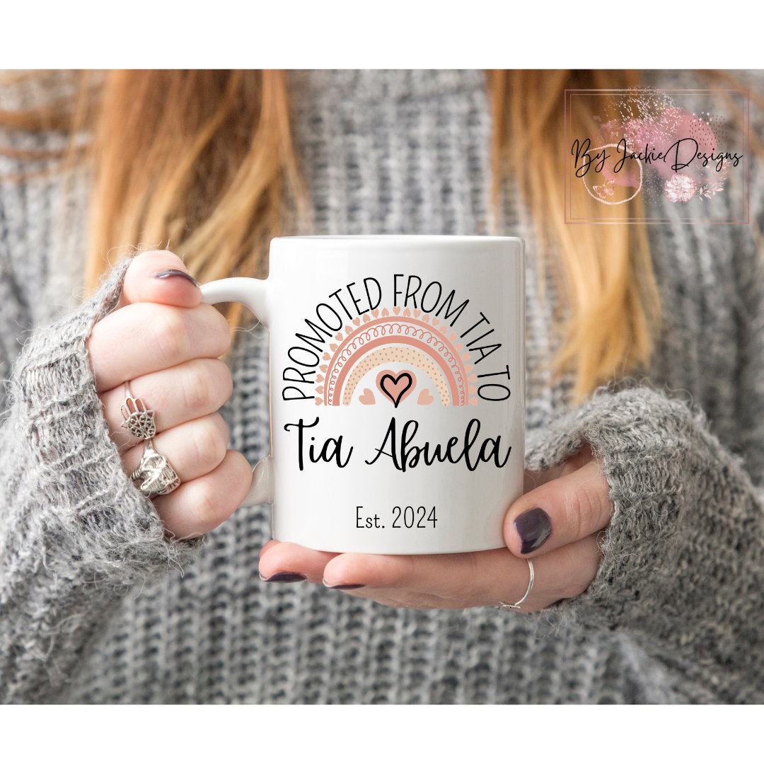 Tia to Tia Abuela 2024 Mug, Tiaabuela Mug, Great Aunt Spanish, Anuncio ...