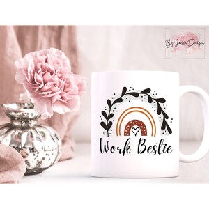 Work Bestie Rainbow Boho Coworker Mug, Co-worker Gift Idea, Colleague ...