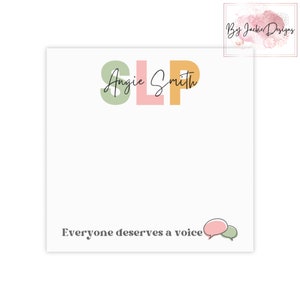 Custom SLP Gifts, Personalized Speech Therapy Note Pads, Speech ...