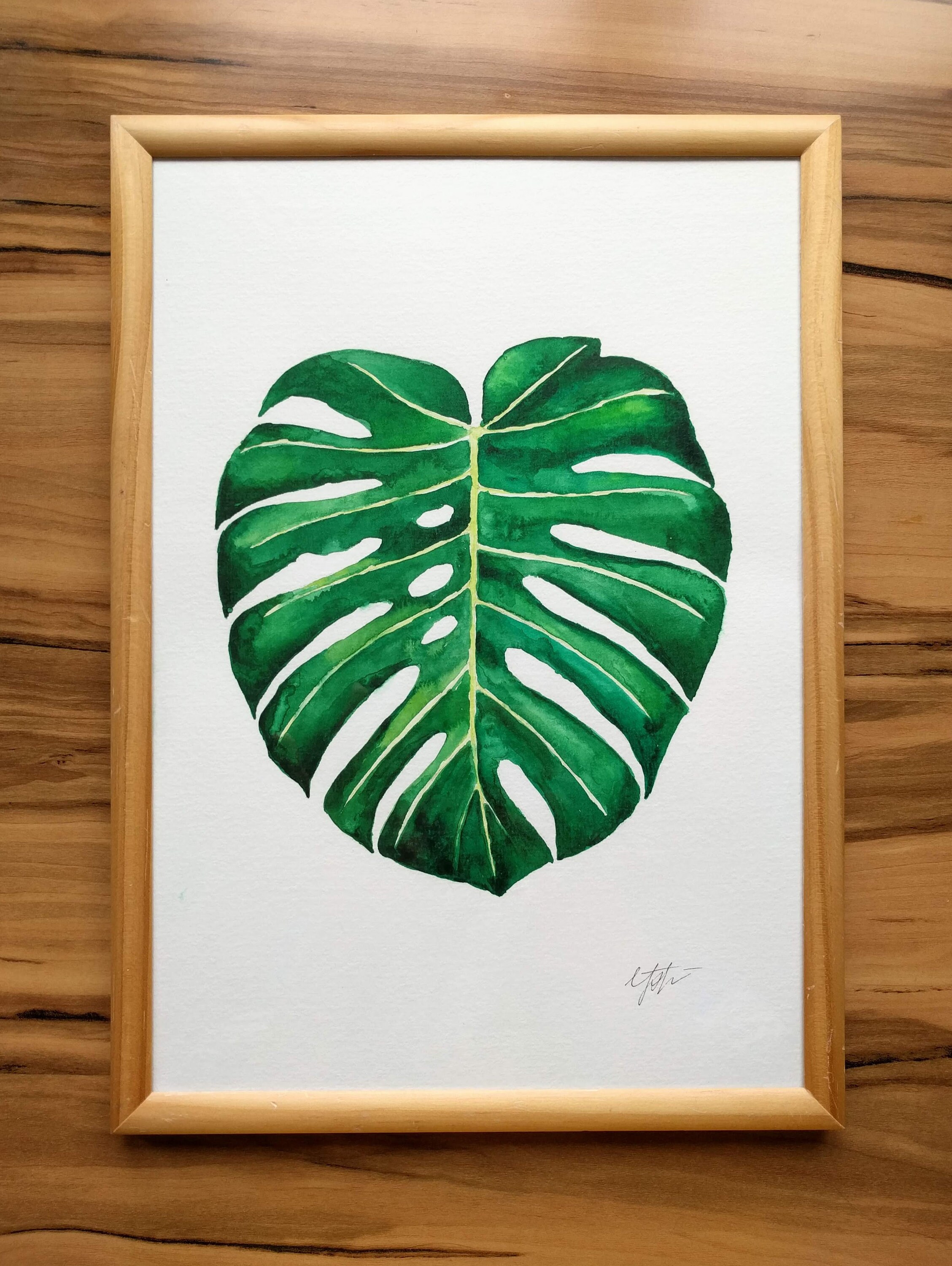 Monstera Leaf, Original Watercolor Painting, Size 29.7x21 Cm (A4 ...