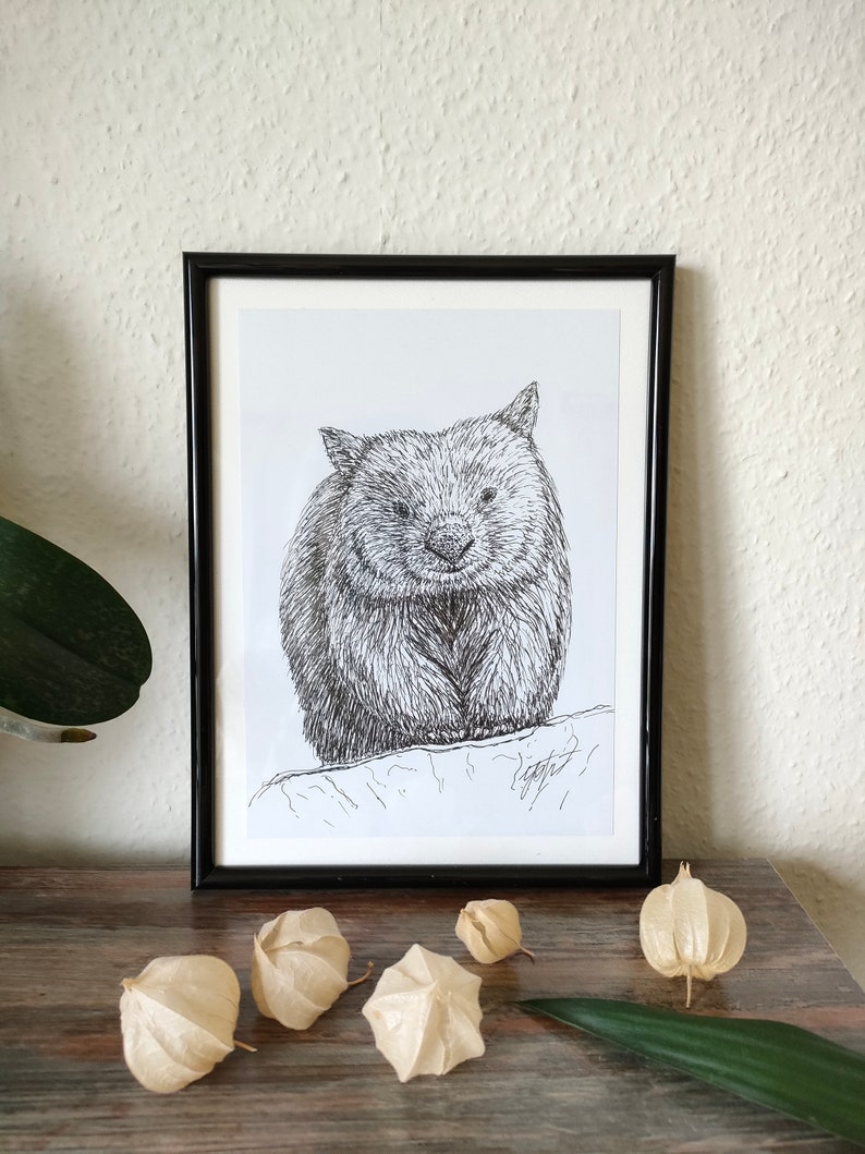 Wombat, Original Pen and Ink Drawing, Size 21x14.8 Cm (A5), Paper 200g ...
