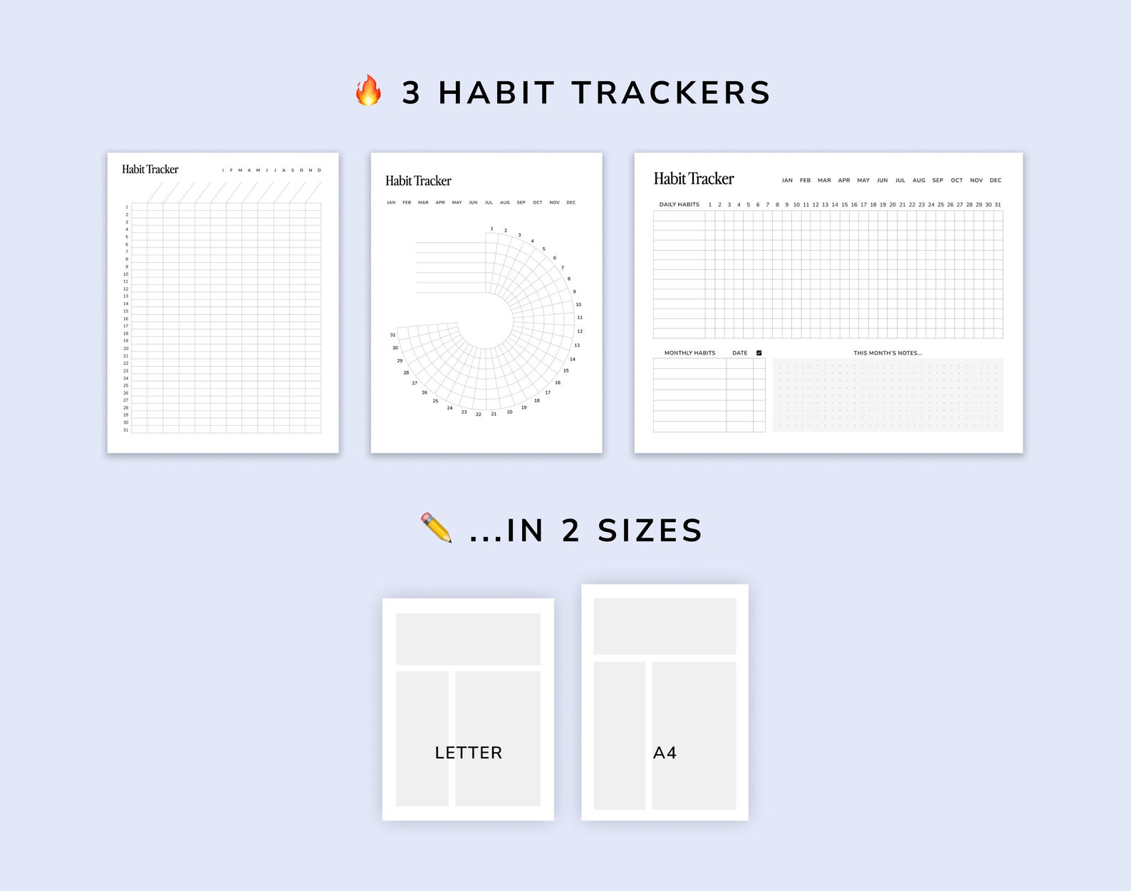 Printable Habit Tracker Bundle - Weekly Monthly Yearly Habit Checklist ...