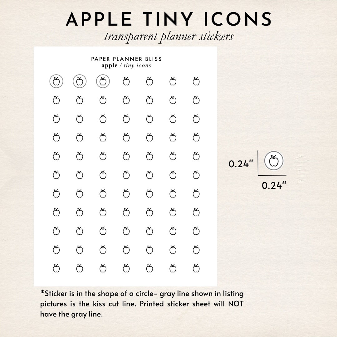 Apple Tiny Icons Transparent Stickers Functional Planner Stickers ...