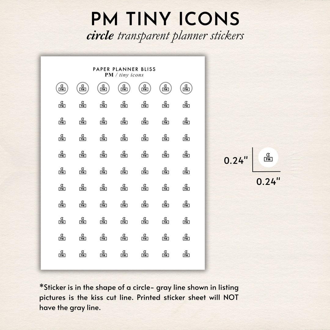 PM Circle Icon | Functional Planner Stickers | Minimal Planner | Small ...