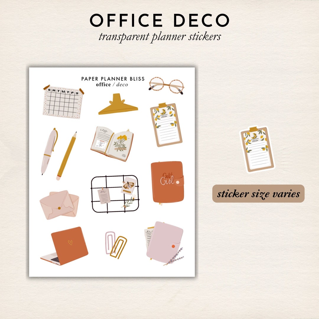 OFFICE DECO STICKERS - Transparent Stickers | Journal Stickers | Bujo ...