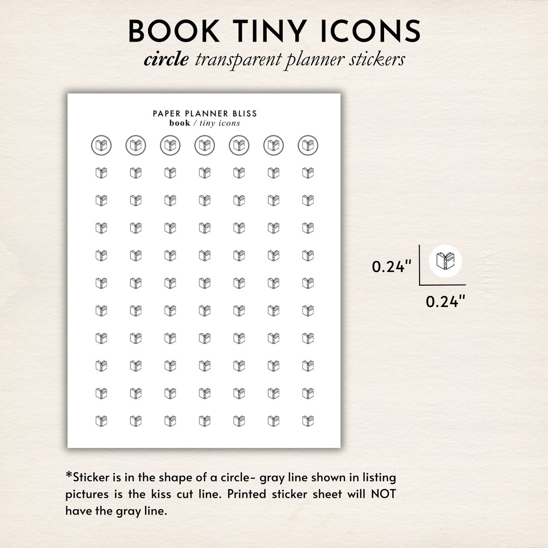 BOOK Circle Icon | Functional Planner Stickers | Minimal Planner ...