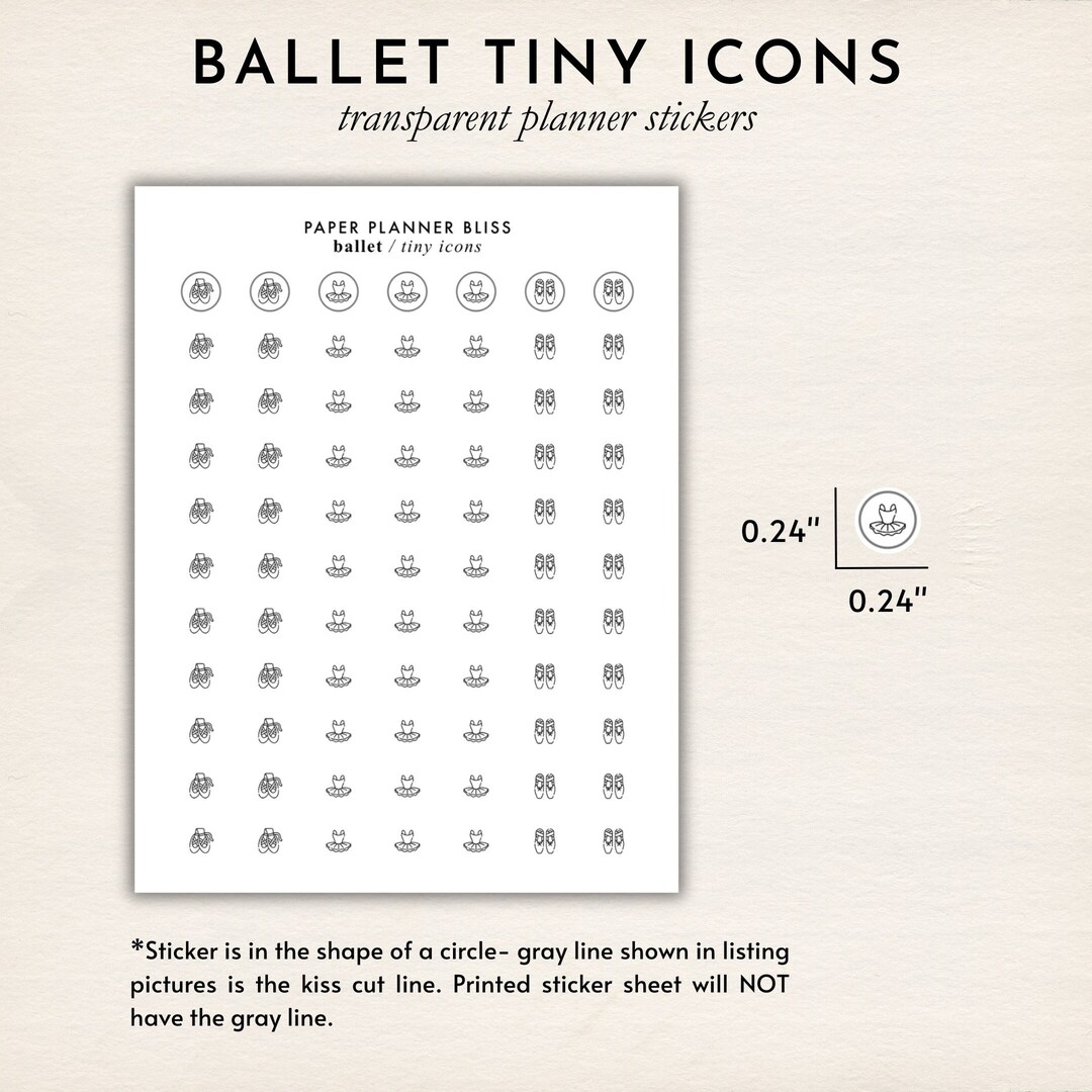 Ballet Tiny Icons Transparent Stickers Functional Planner Stickers ...