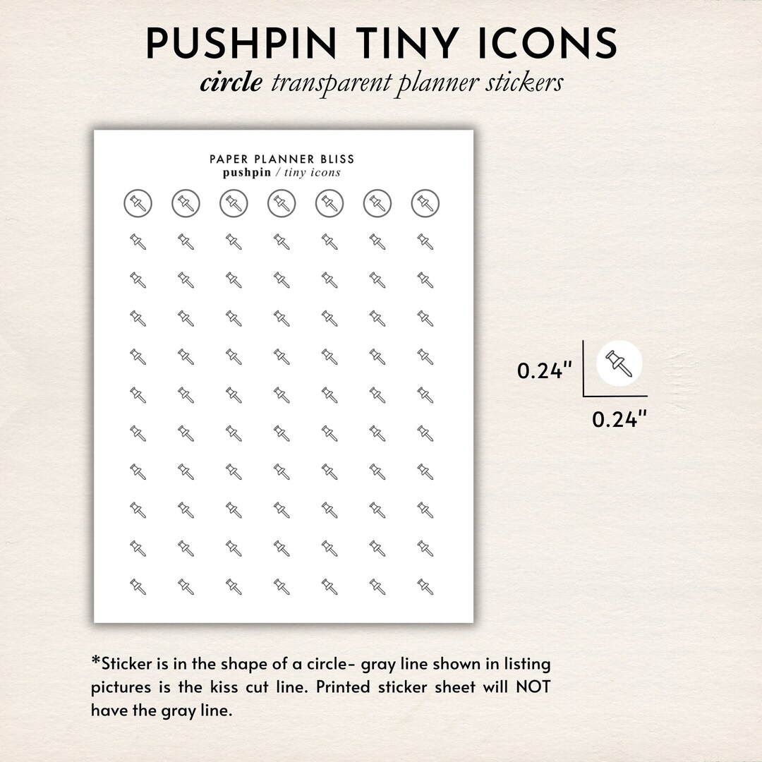 PUSHPIN Circle Icon | Functional Planner Stickers | Minimal Planner ...