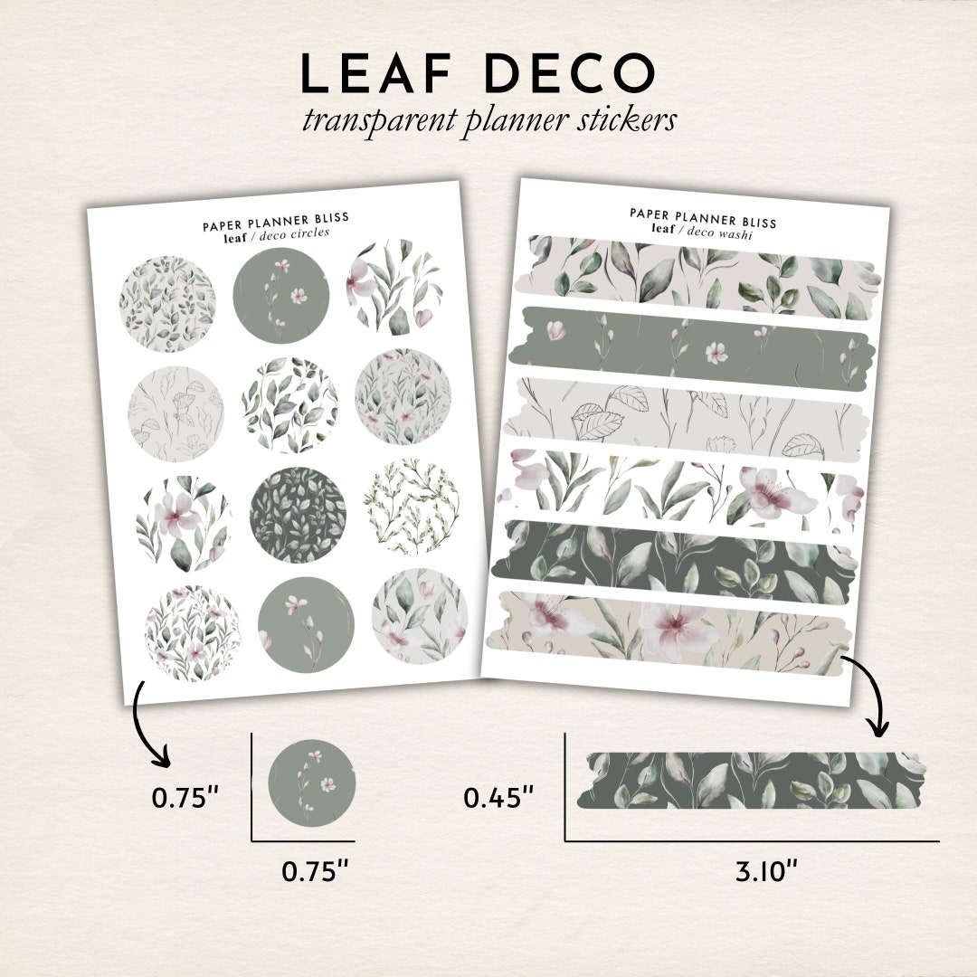 LEAF DECO STICKERS - Transparent Stickers | Journal Stickers | Neutral ...