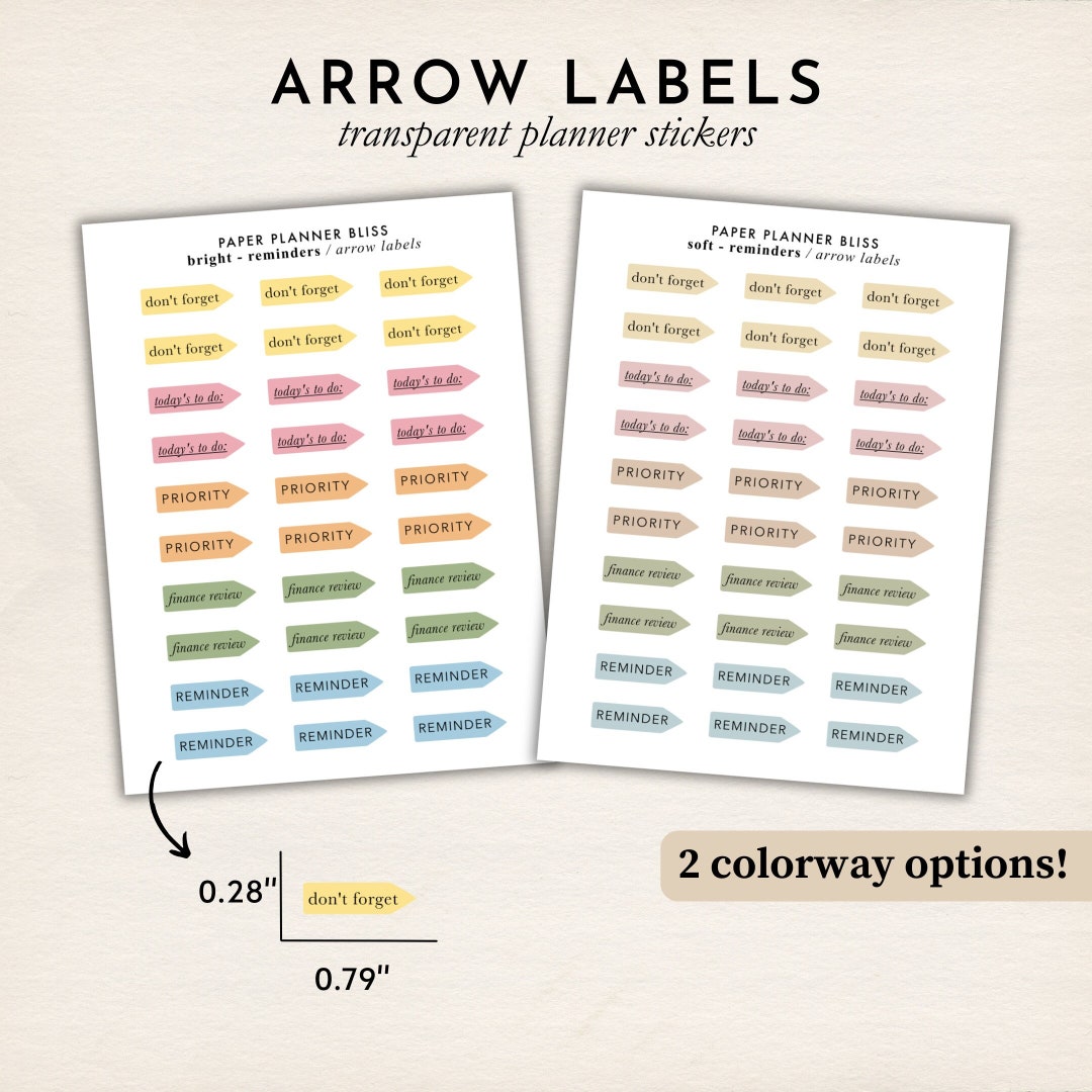 ARROW PLANNER STICKERS - Transparent Stickers | Reminder Stickers ...