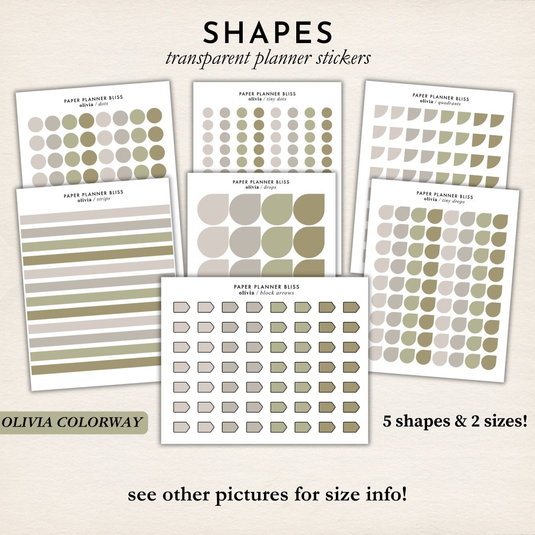 SHAPES PLANNER Stickers - Transparent Dot Stickers | Functional Planner ...