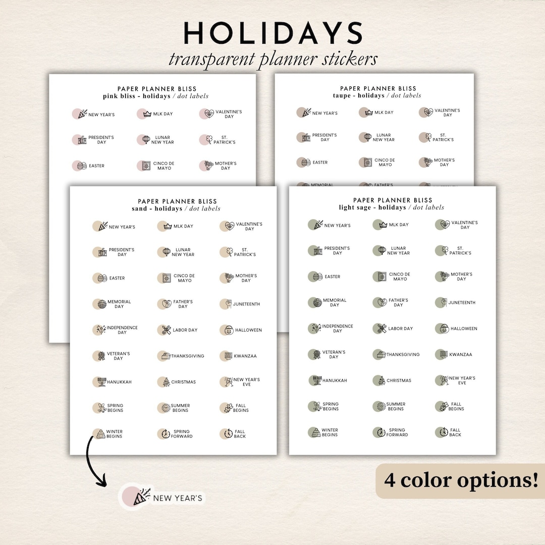 USA HOLIDAY STICKERS - Transparent Stickers | Holiday Labels | Planner ...