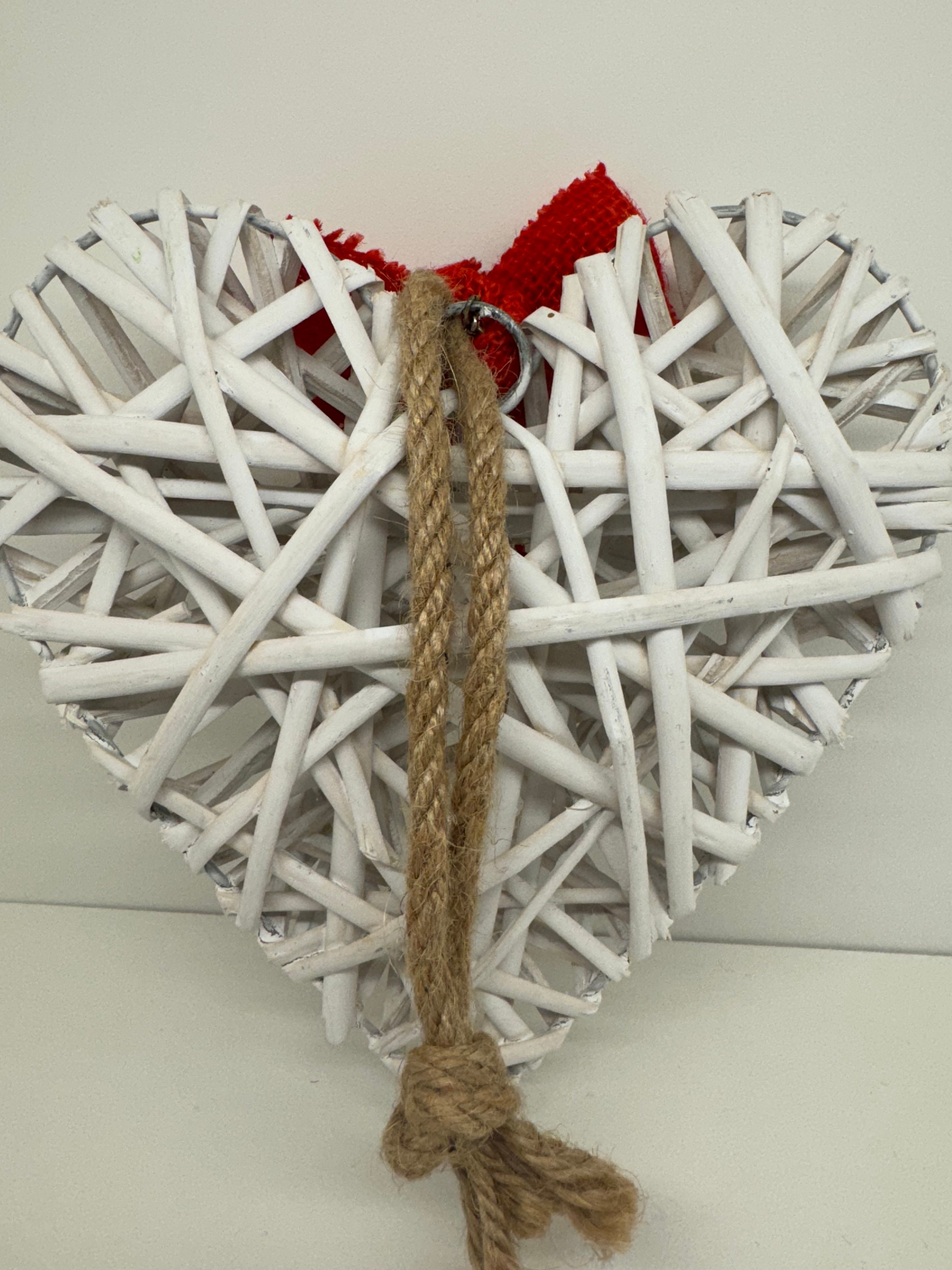 Pretty Wicker Hanging White Heart Decorated With Crystal Red Heart ...