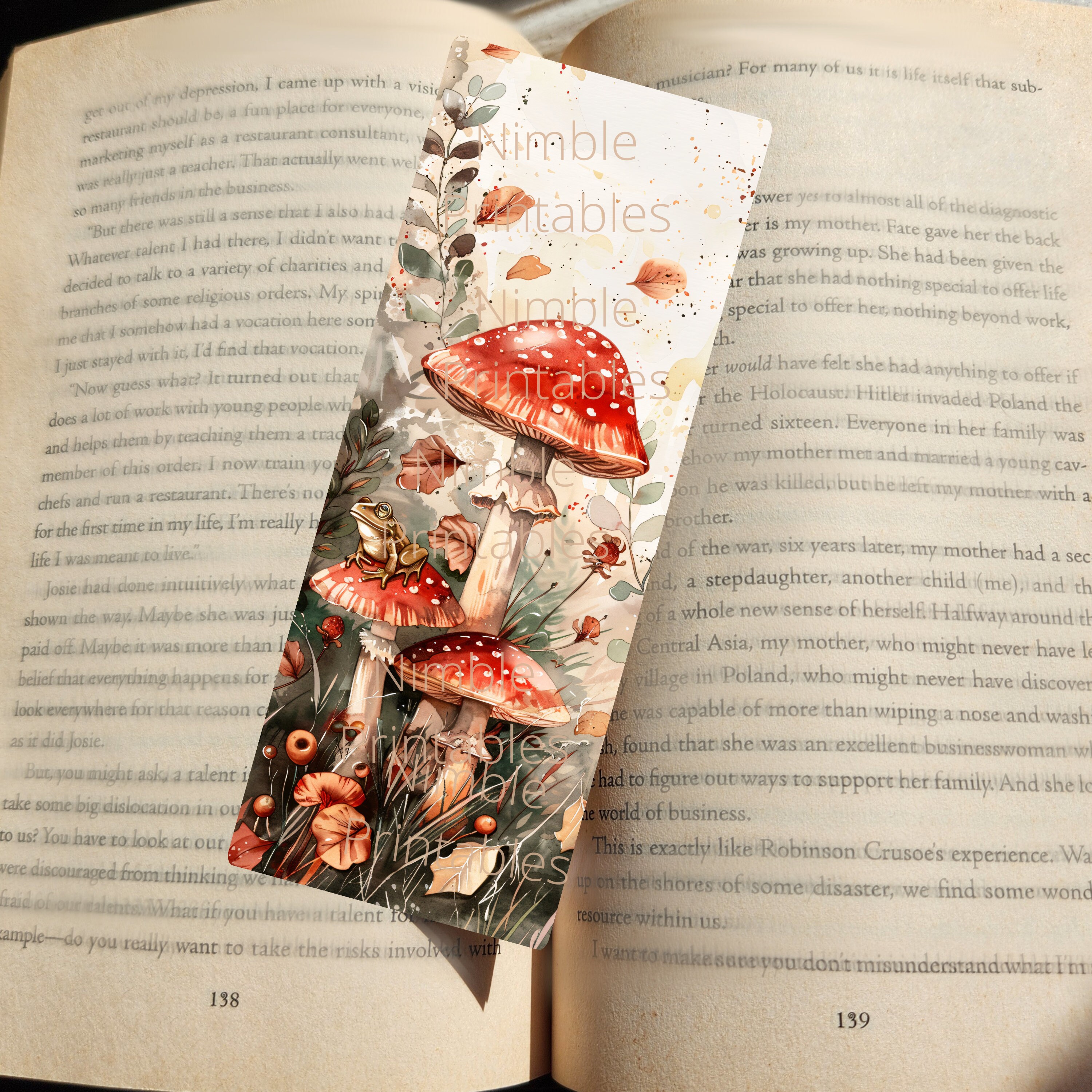 Printable Bookmarks Bundle Cottagecore Mushroom, Digital Downloads ...