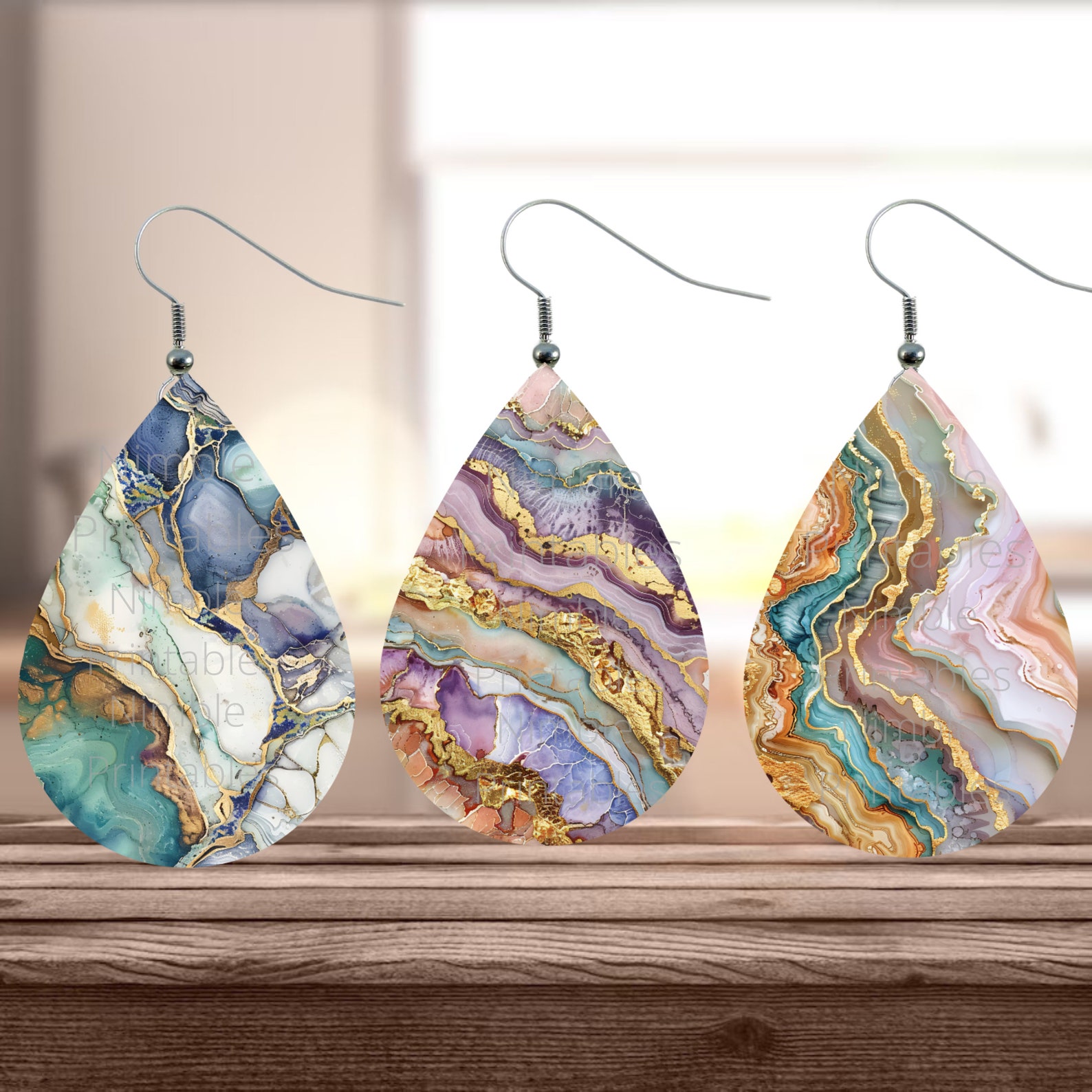 Teardrop Earring PNG Earrings Kintsugi Earring Sublimation Earring ...