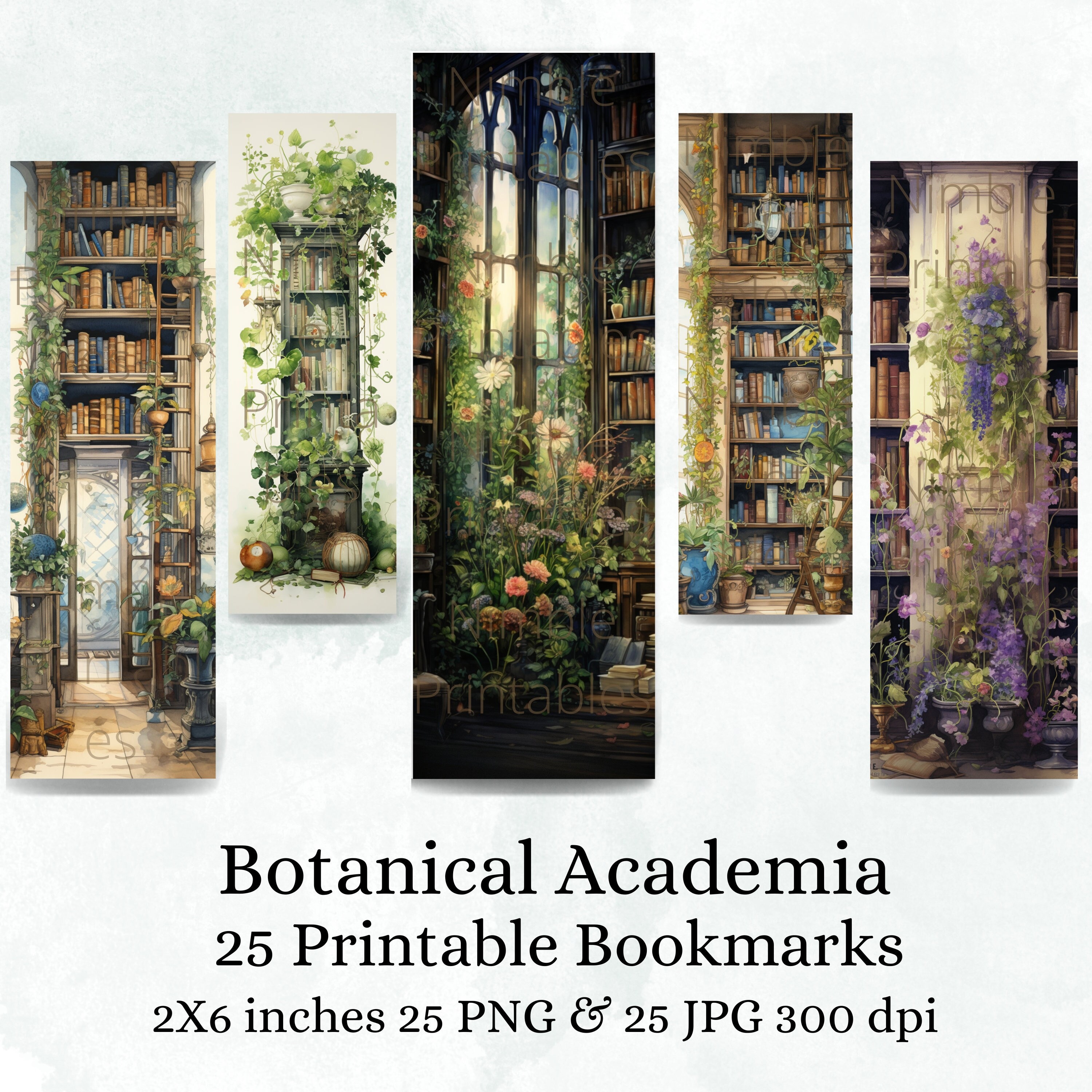 Printable Bookmarks Bundle Botanical Academia, Fantasy Bookmarks ...