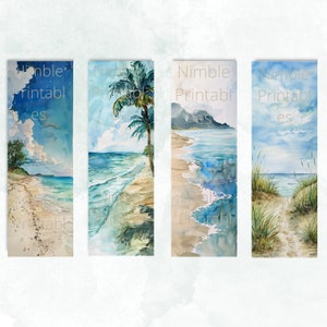 Printable Bookmarks Bundle Beach Theme, Digital Downloads, Watercolor ...
