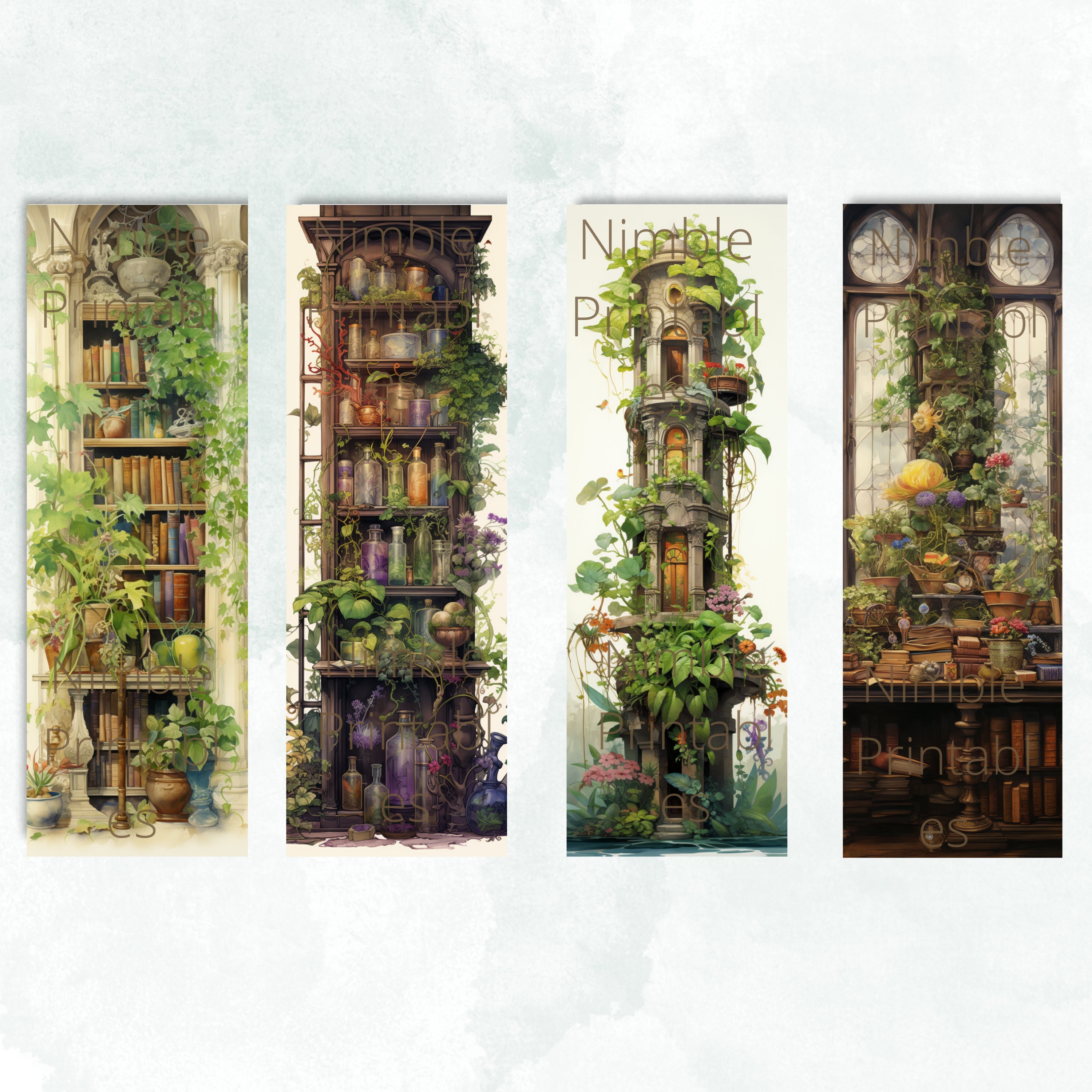 Printable Bookmarks Bundle Botanical Academia, Fantasy Bookmarks ...