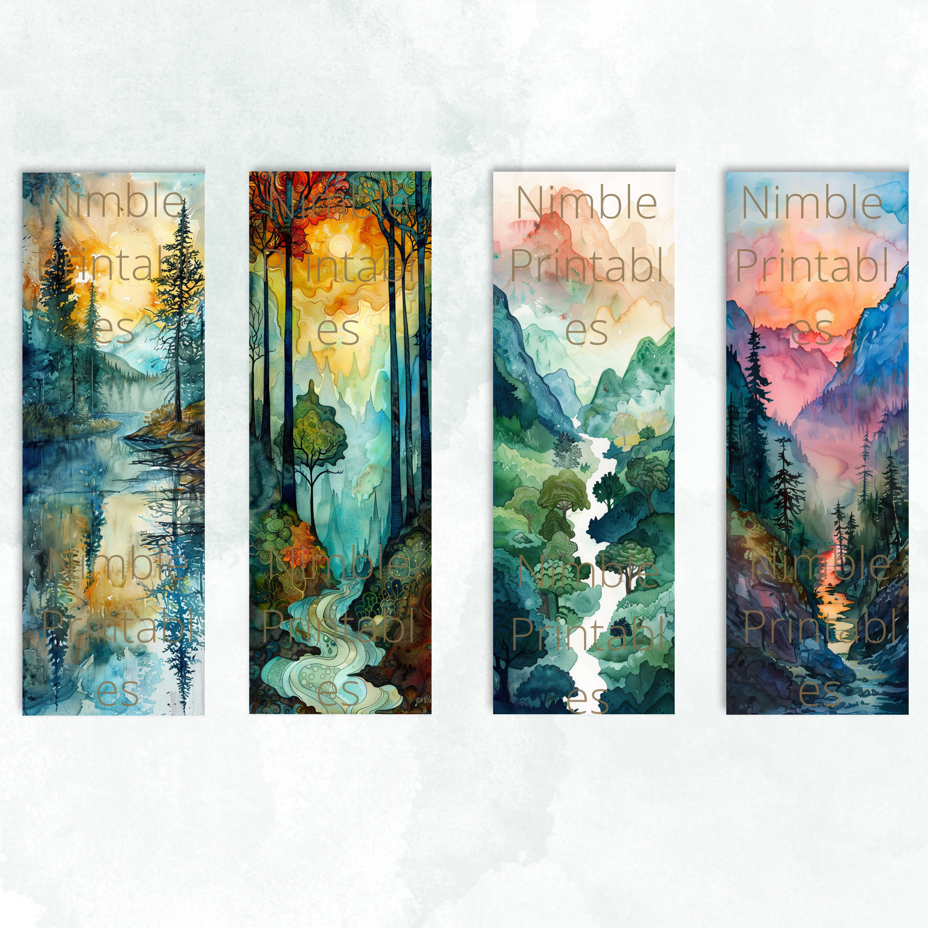 Printable Bookmarks Bundle Landscape Print, Digital Downloads ...