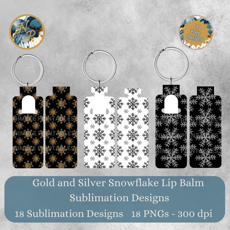 Snowflake Skinny Lip Balm Sublimation Bundle, Chapstick Holder PNG Key ...