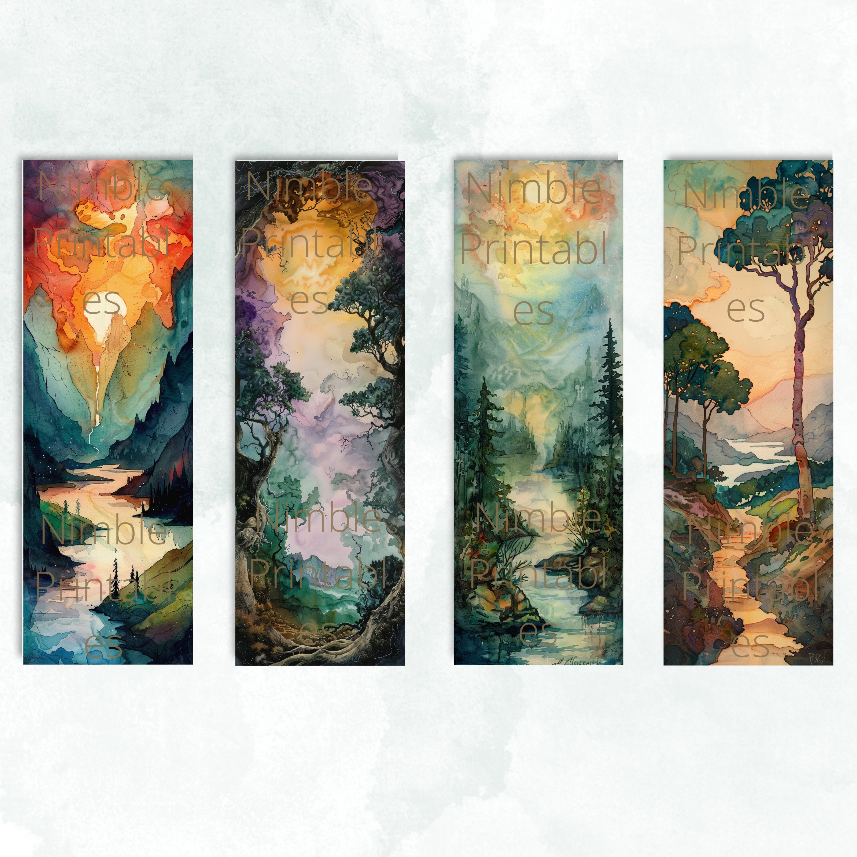 Printable Bookmarks Bundle Landscape Print, Digital Downloads ...