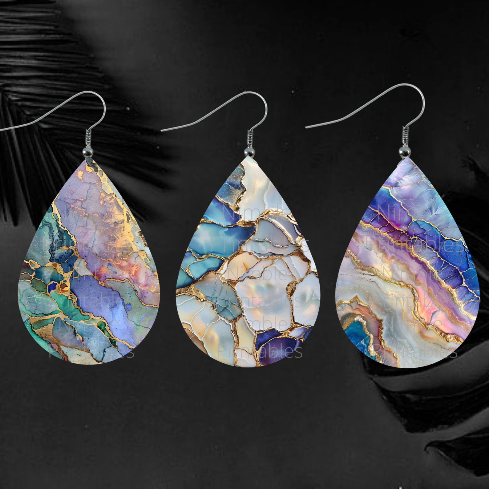 Teardrop Earring PNG Earrings Kintsugi Earring Sublimation Earring ...