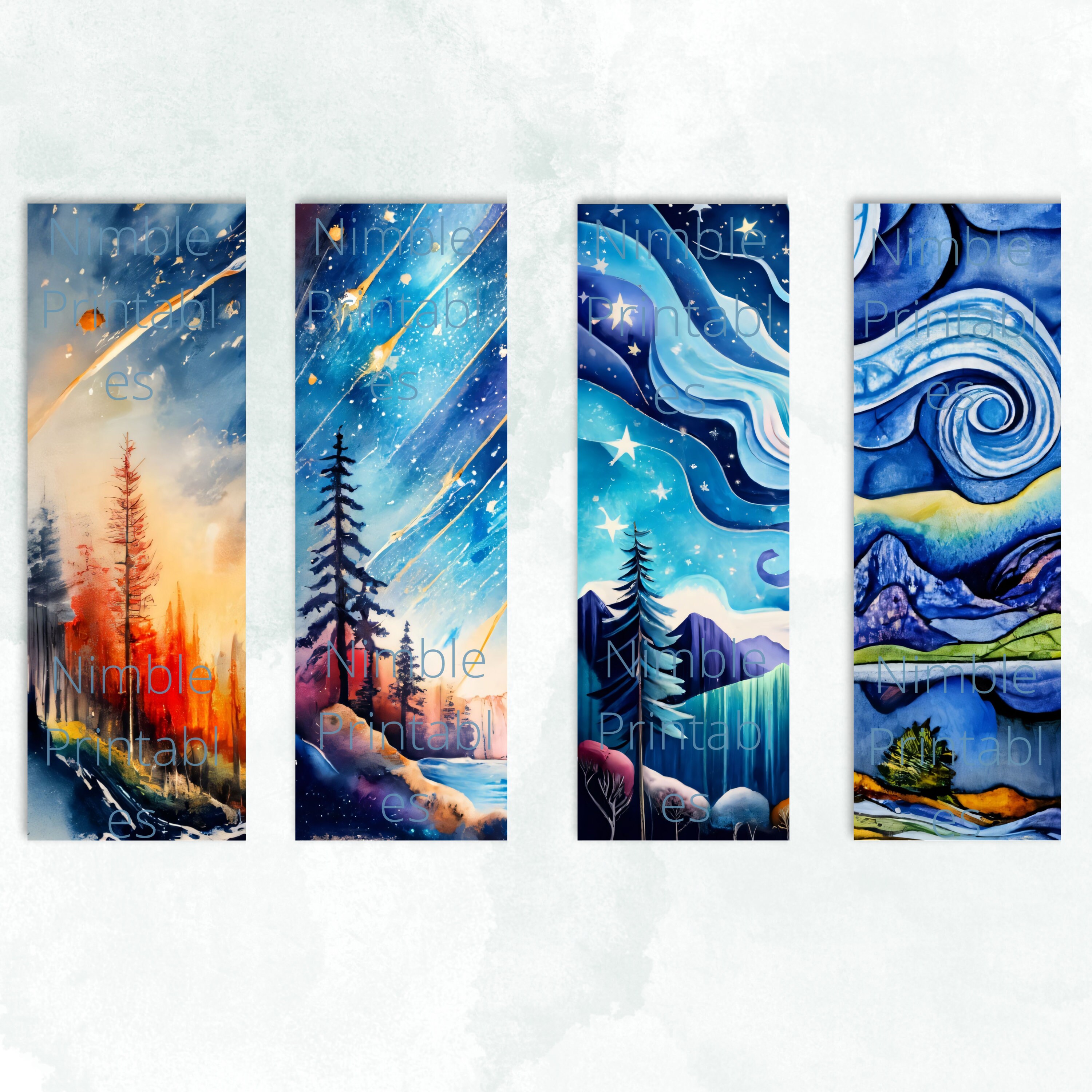 Printable Bookmarks Bundle Night Sky Theme, Digital Downloads ...