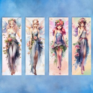 Fantasy Fairy Printable Bookmarks Bundle, Digital Downloads, Watercolor ...