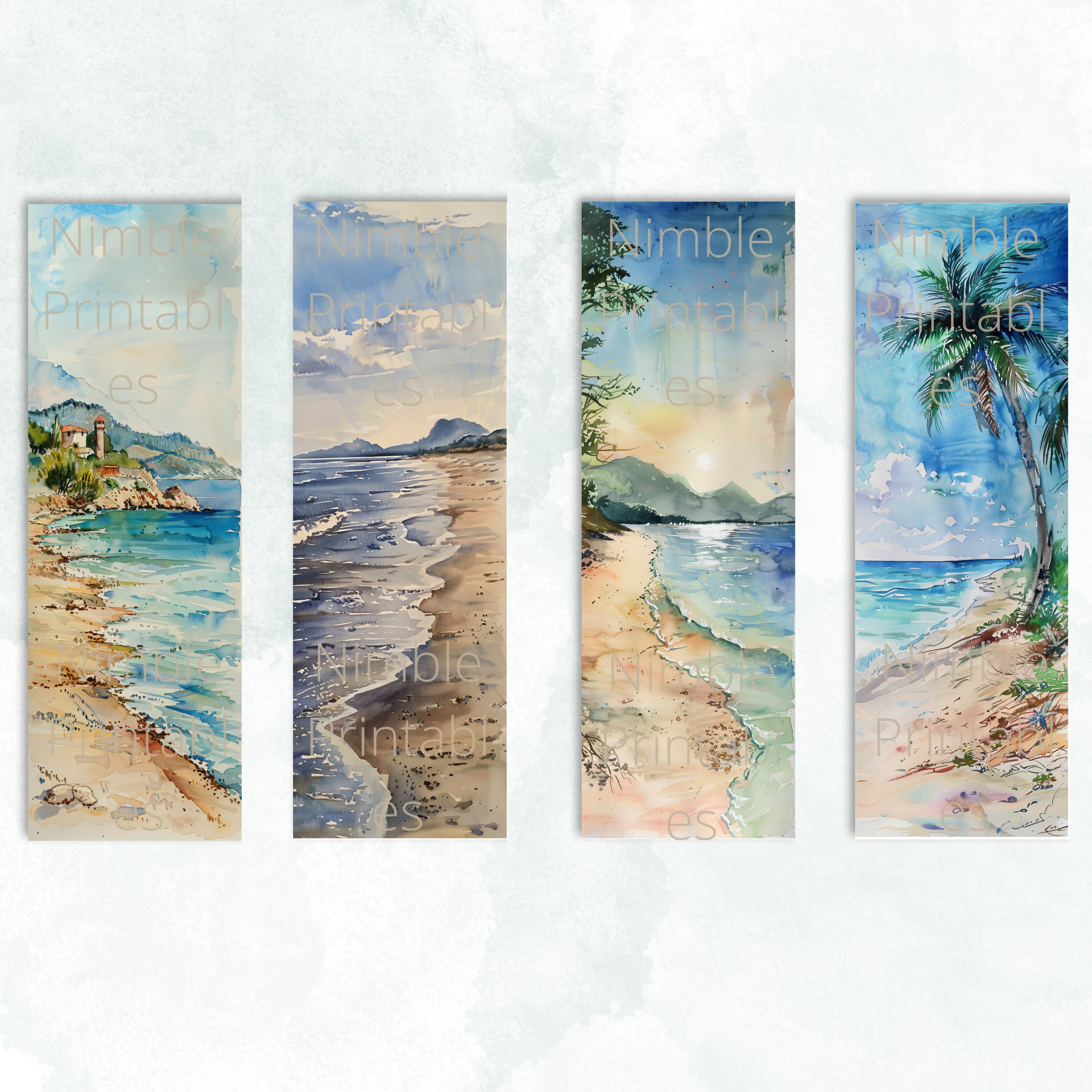 Printable Bookmarks Bundle Beach Theme, Digital Downloads, Watercolor ...