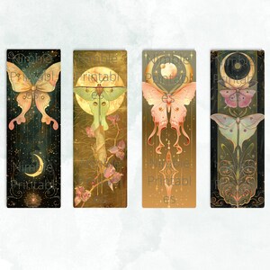 Printable Bookmarks Bundle Celestial Luna Moth, Digital Downloads ...