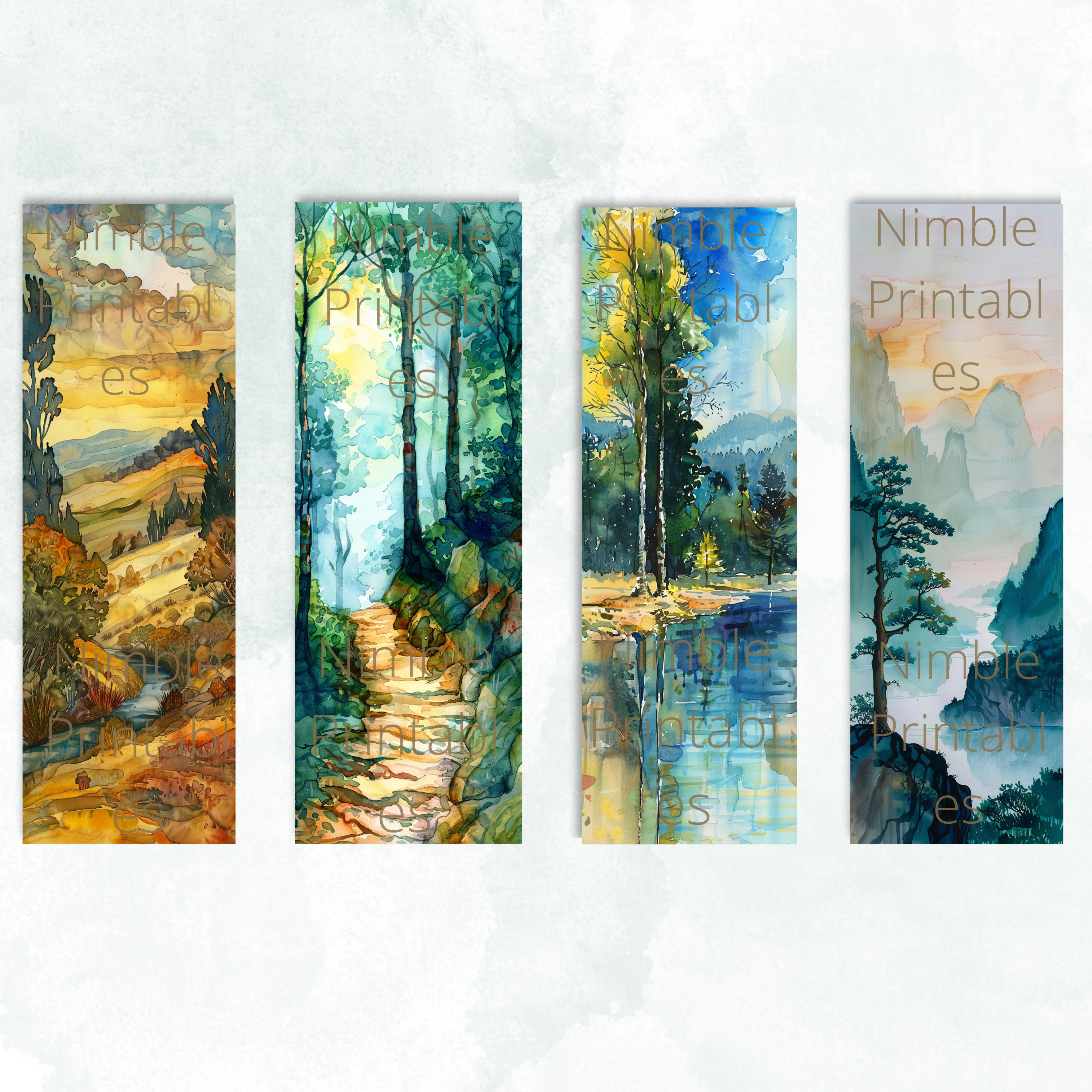 Printable Bookmarks Bundle Landscape Print, Digital Downloads ...
