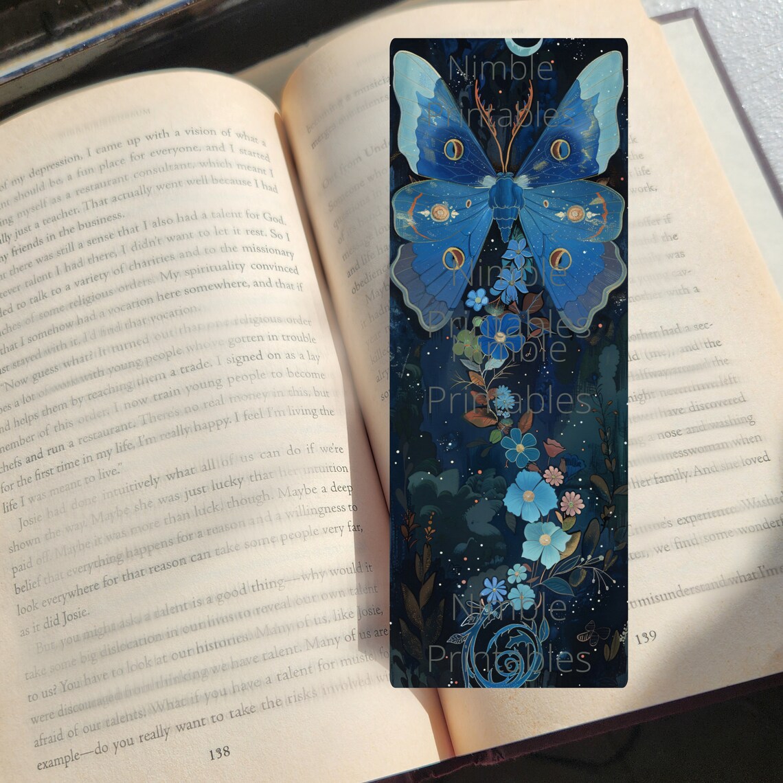Printable Bookmarks Bundle Celestial Luna Moth, Digital Downloads ...