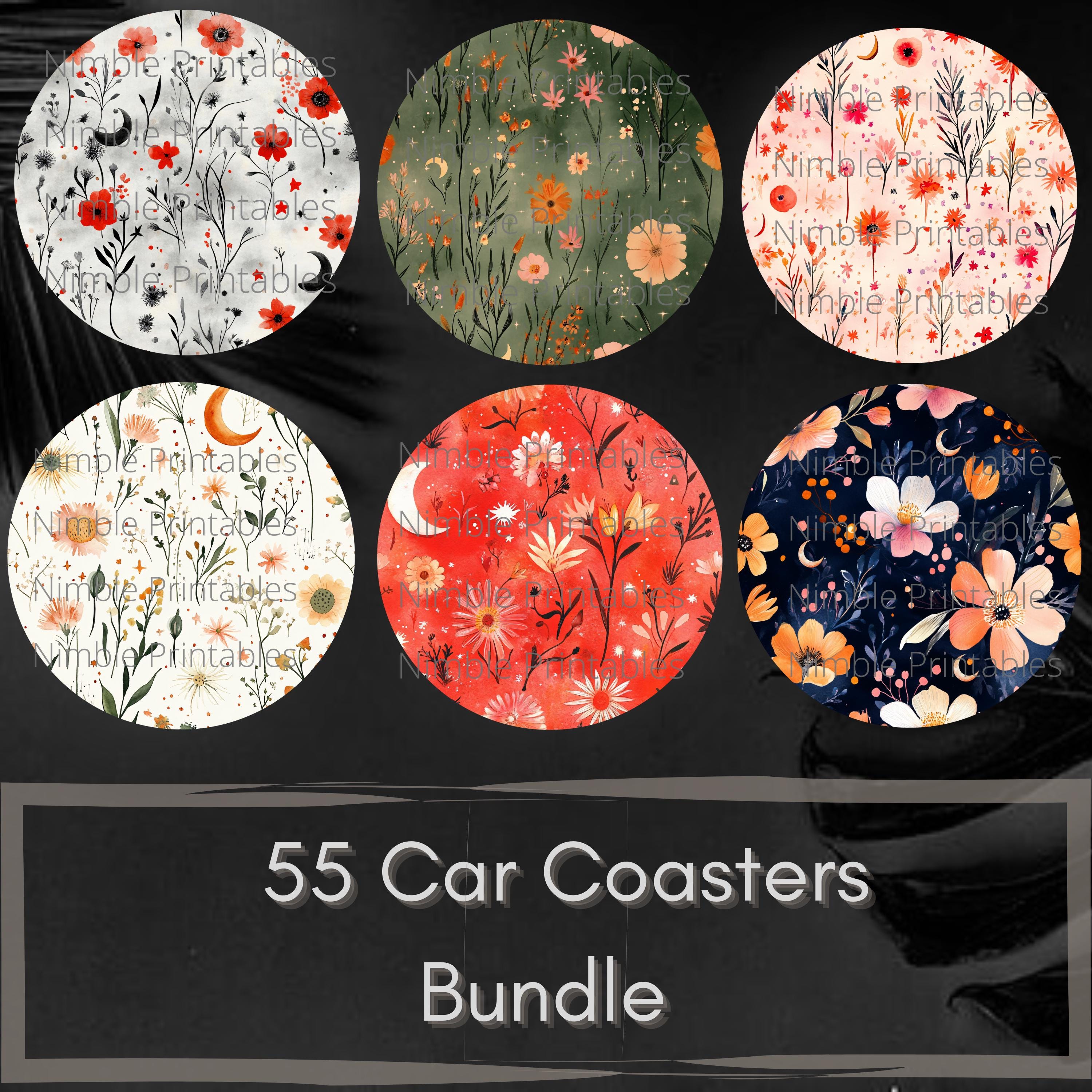 Celestial Floral Car Coaster PNG, Car Coaster PNG, Instant Downloads ...