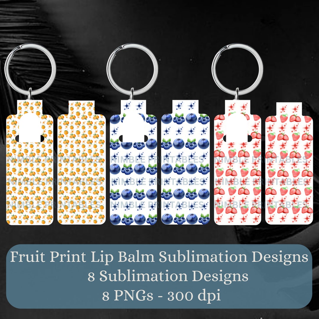 Skinny Lip Balm Sublimation PNG Bundle Key Ring Tag Fob Wristlet PNG ...