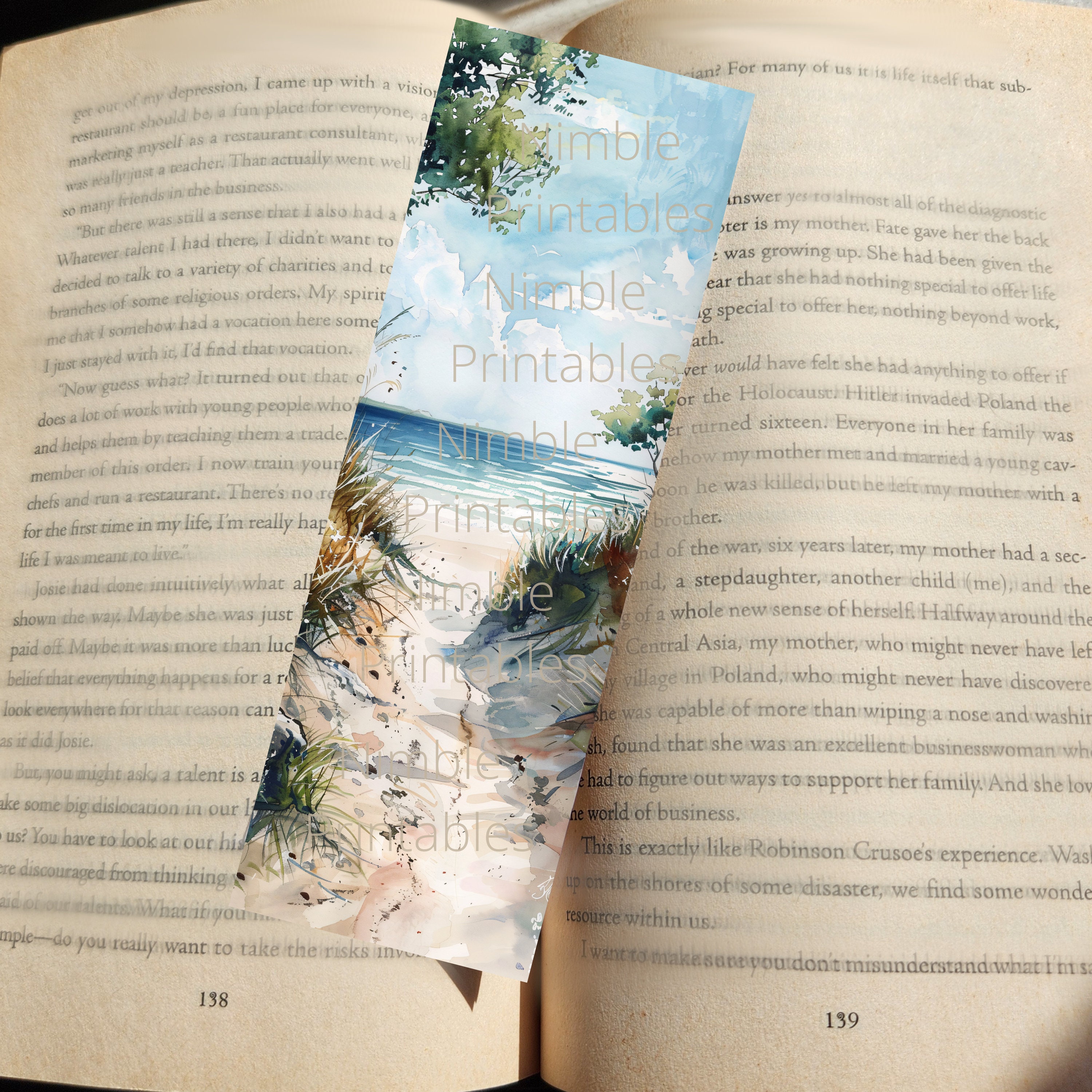 Printable Bookmarks Bundle Beach Theme, Digital Downloads, Watercolor ...