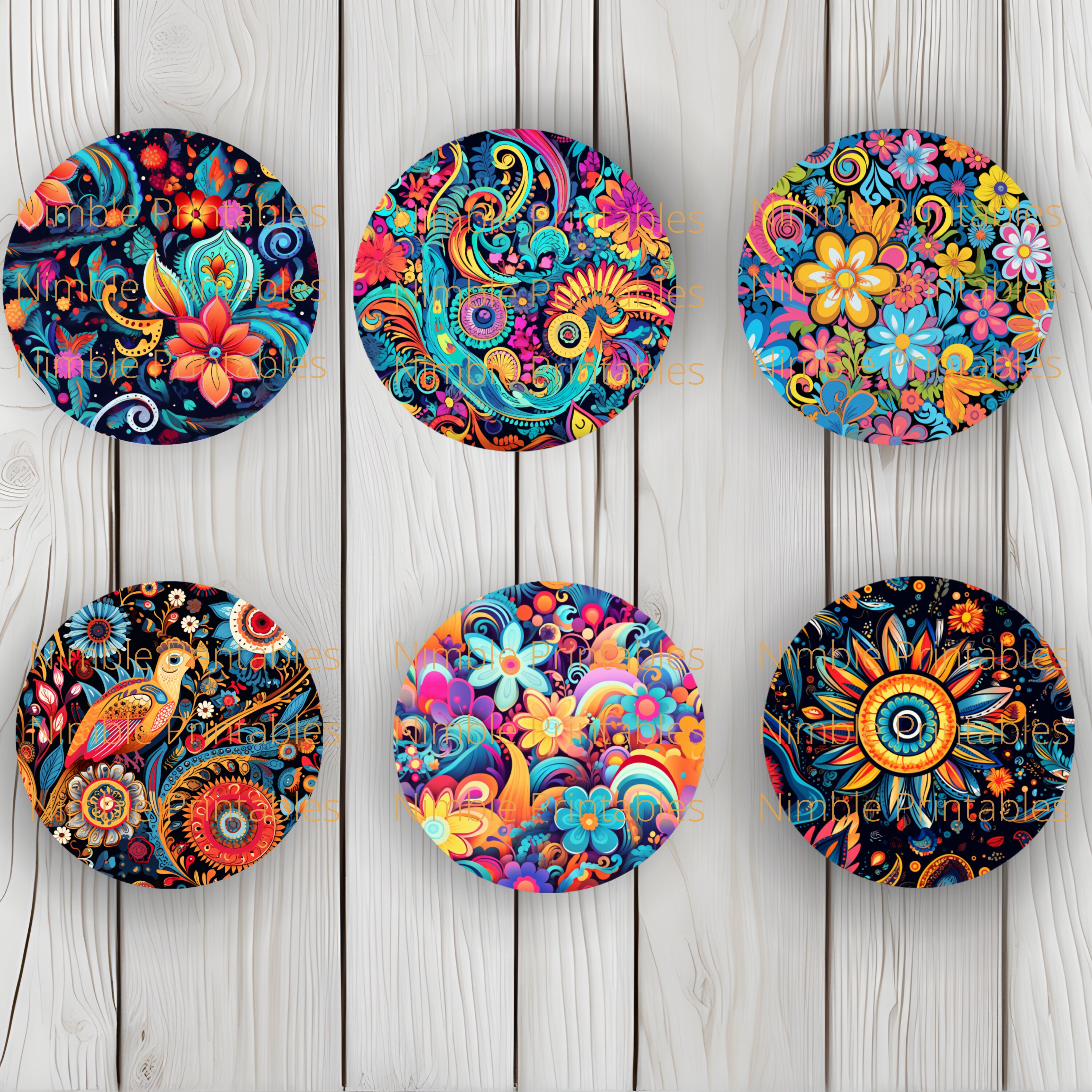 Boho Hippie Floral Car Coaster PNG, Floral, Car Coaster PNG, Boho PNG ...