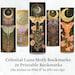 Printable Bookmarks Bundle Celestial Luna Moth, Digital Downloads ...