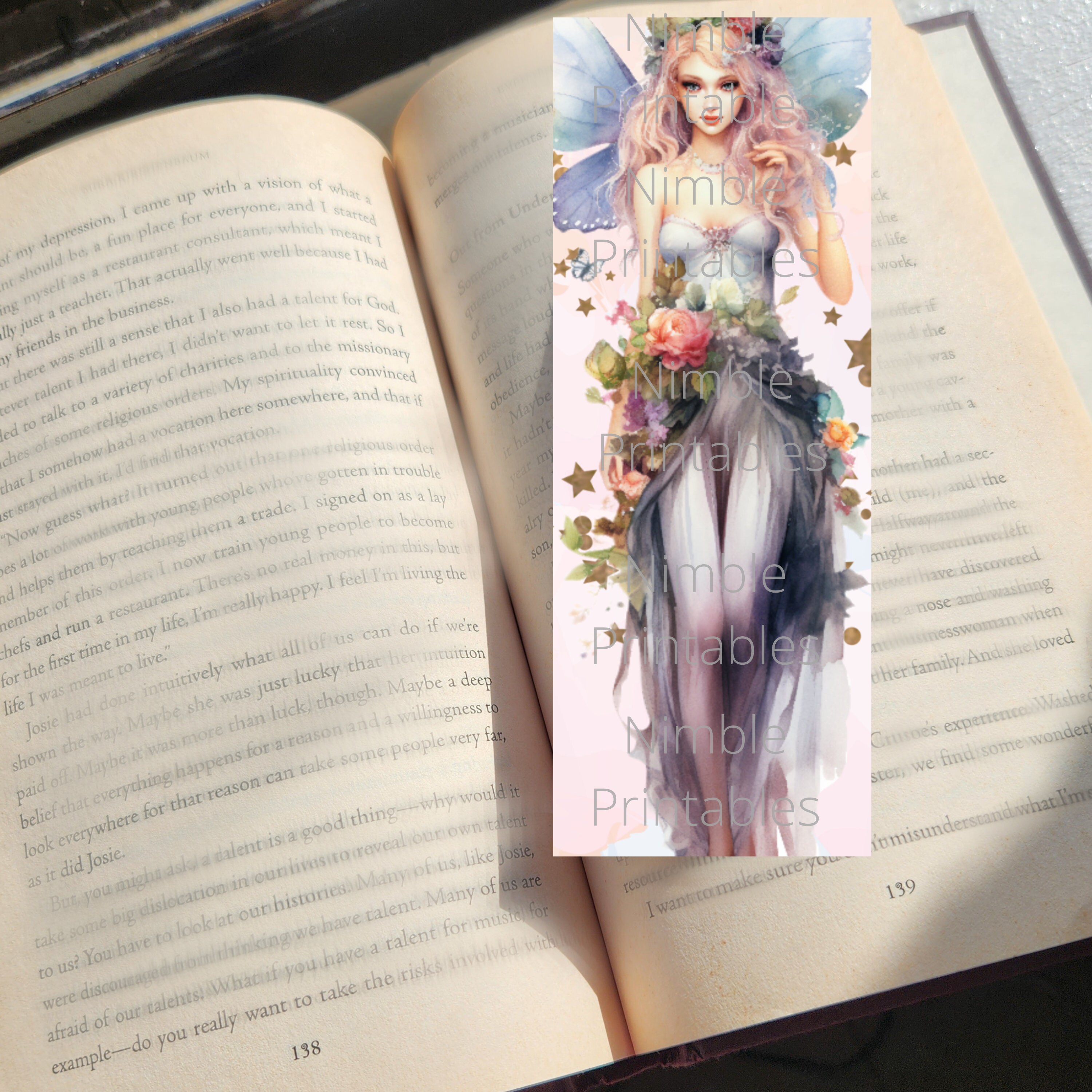 Fantasy Fairy Printable Bookmarks Bundle, Digital Downloads, Watercolor ...