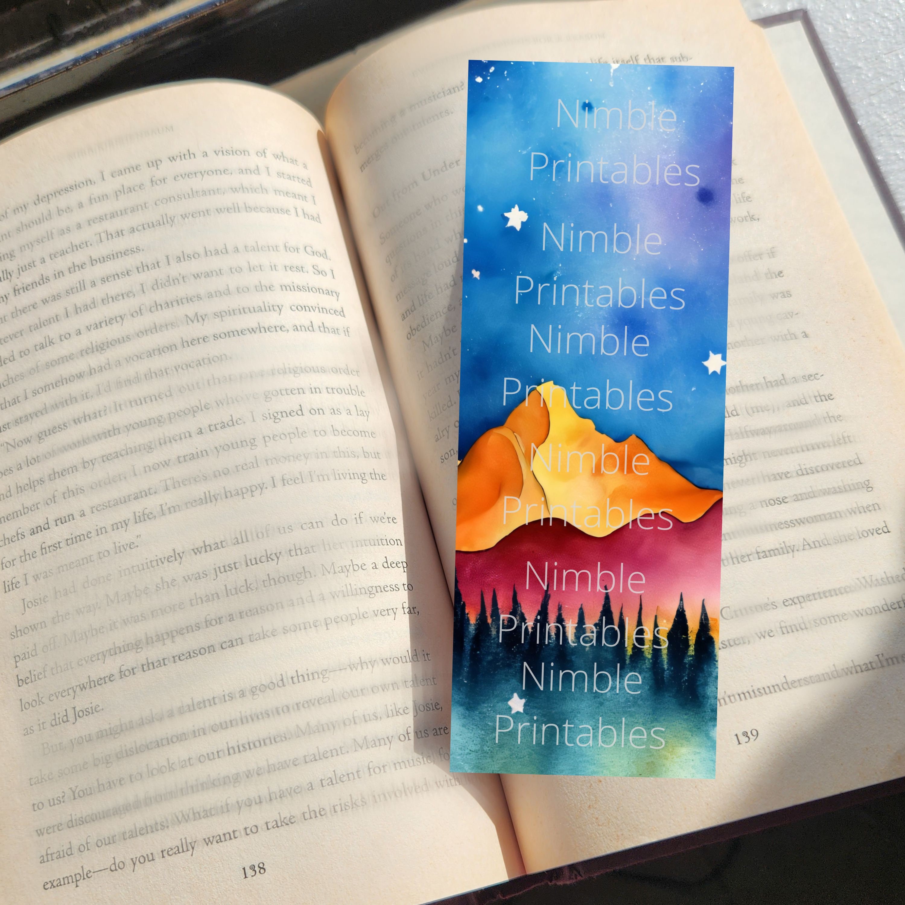 Printable Bookmarks Bundle Night Sky Theme, Digital Downloads ...