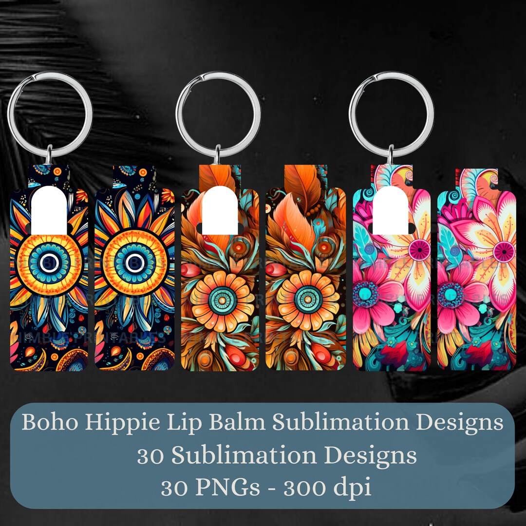 Boho Hippie Skinny Lip Balm Sublimation Bundle Skinny Lip Balm Holder ...