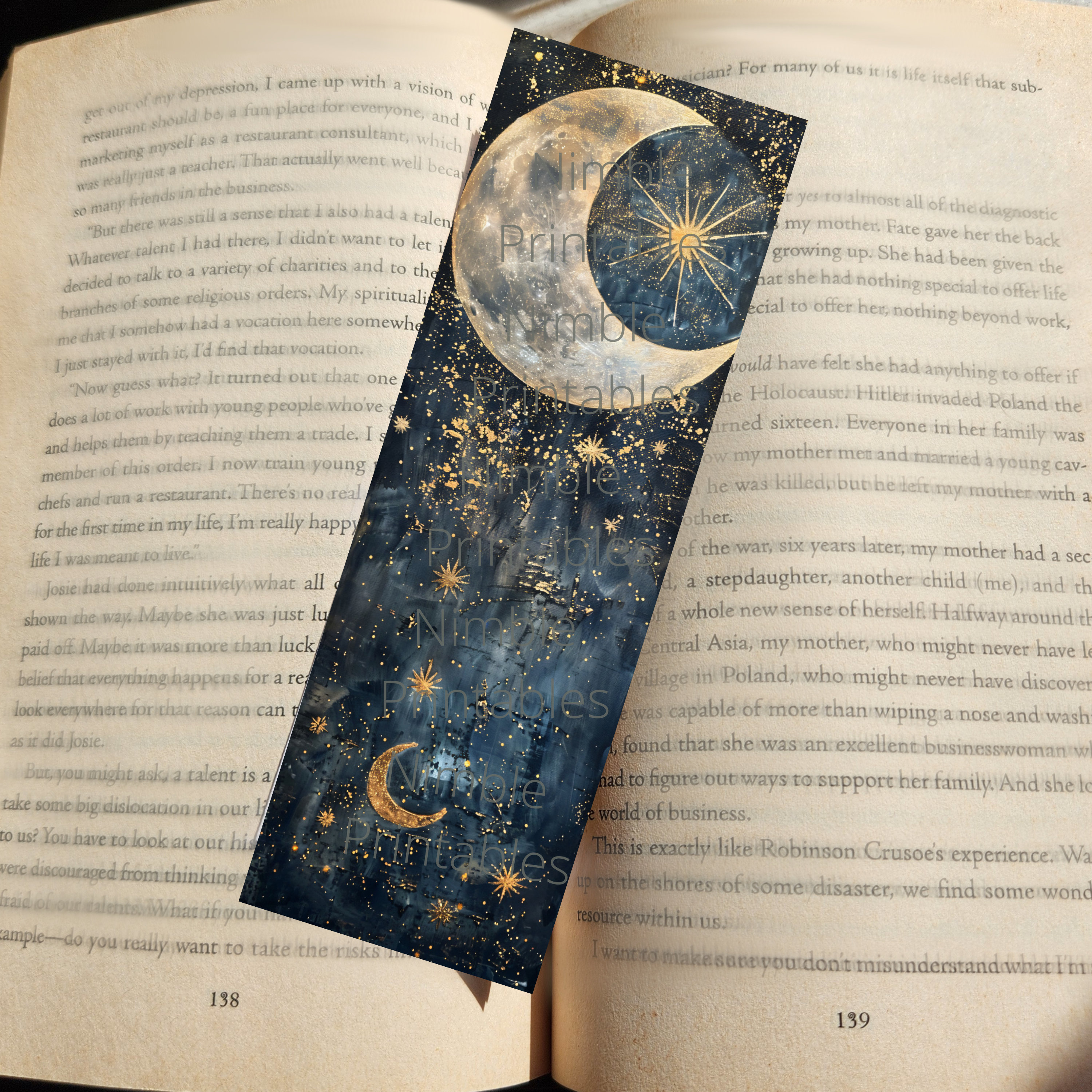 Printable Bookmarks Bundle Celestial Moon, Digital Downloads ...