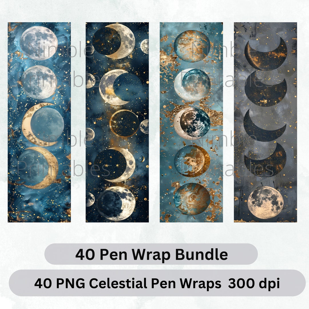 Pen Wrap PNG, Celestial PNG, Glitter Pen Wrap, Ink Joy Pen Wraps ...