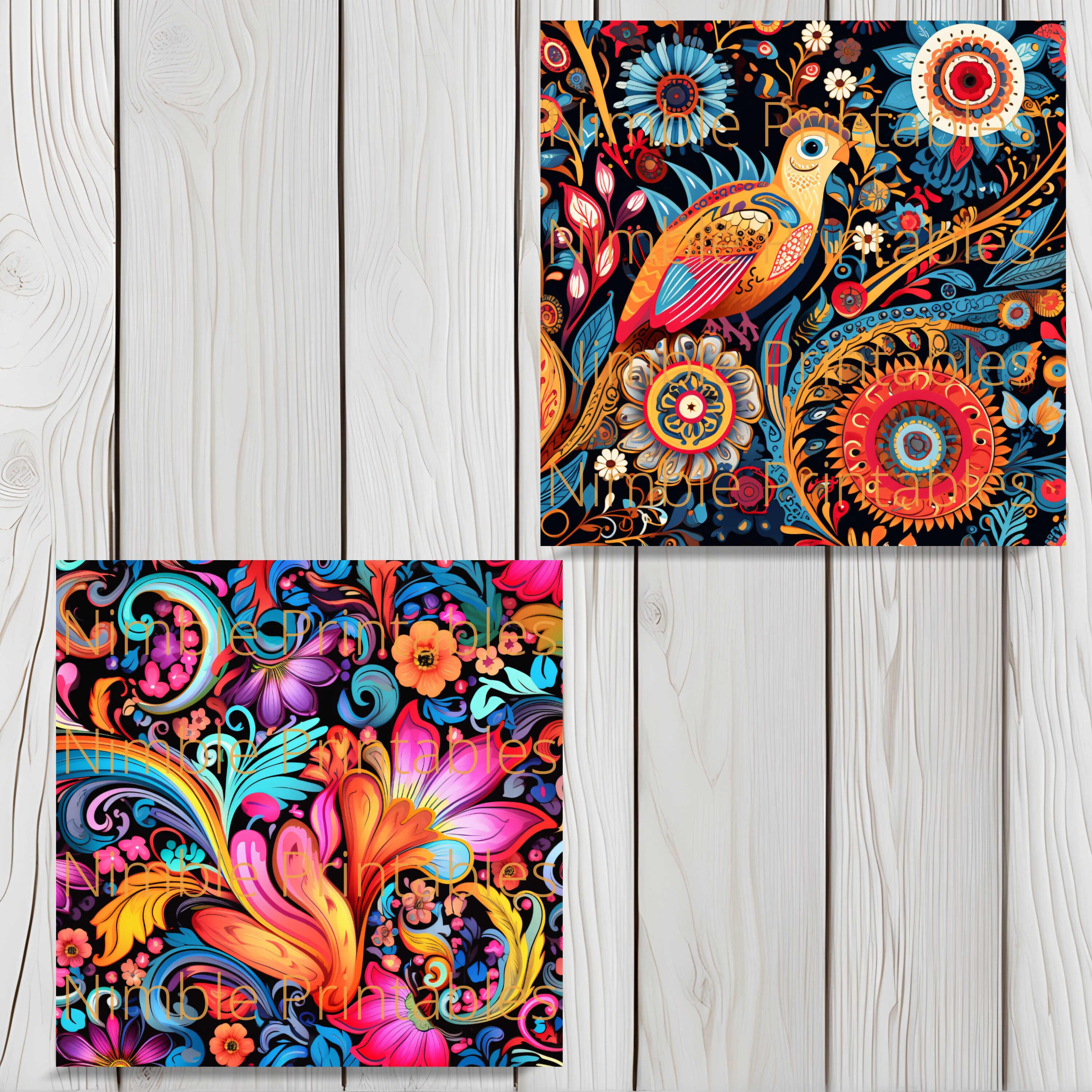 Boho Hippie Floral Square Coaster PNG, Coaster Bundle, Floral Png, Boho ...