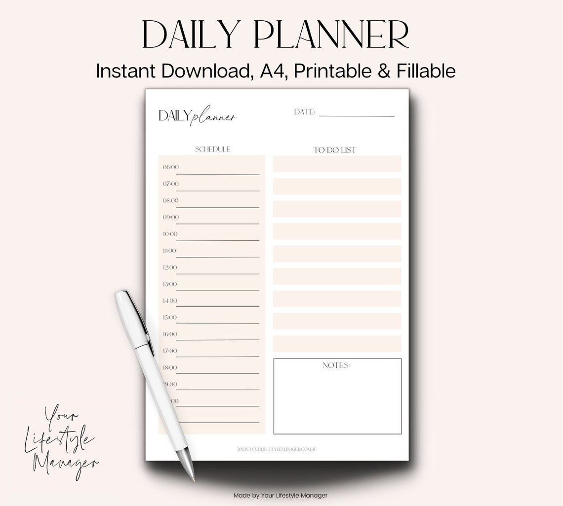 Printable Daily Planner, Fillable Pdf, Daily to Do List - Etsy
