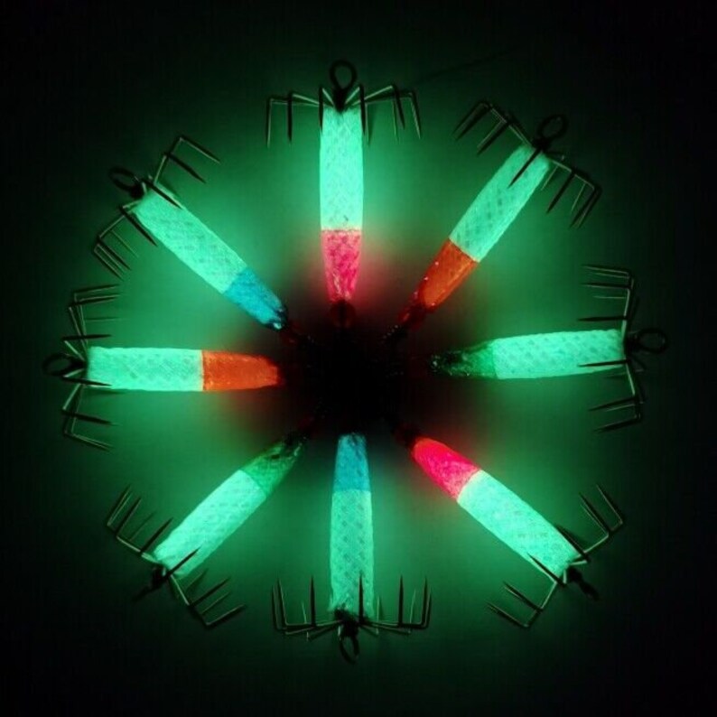 8pc Squid Jig - 1/3oz With 4 Color, Super Glow in Dark , West Coast and ...