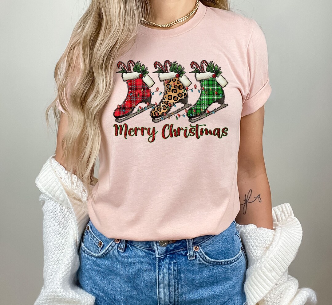 Merry Christmas Shirt,ice Skating Stocking Shirt,cute Christmas Shirt ...