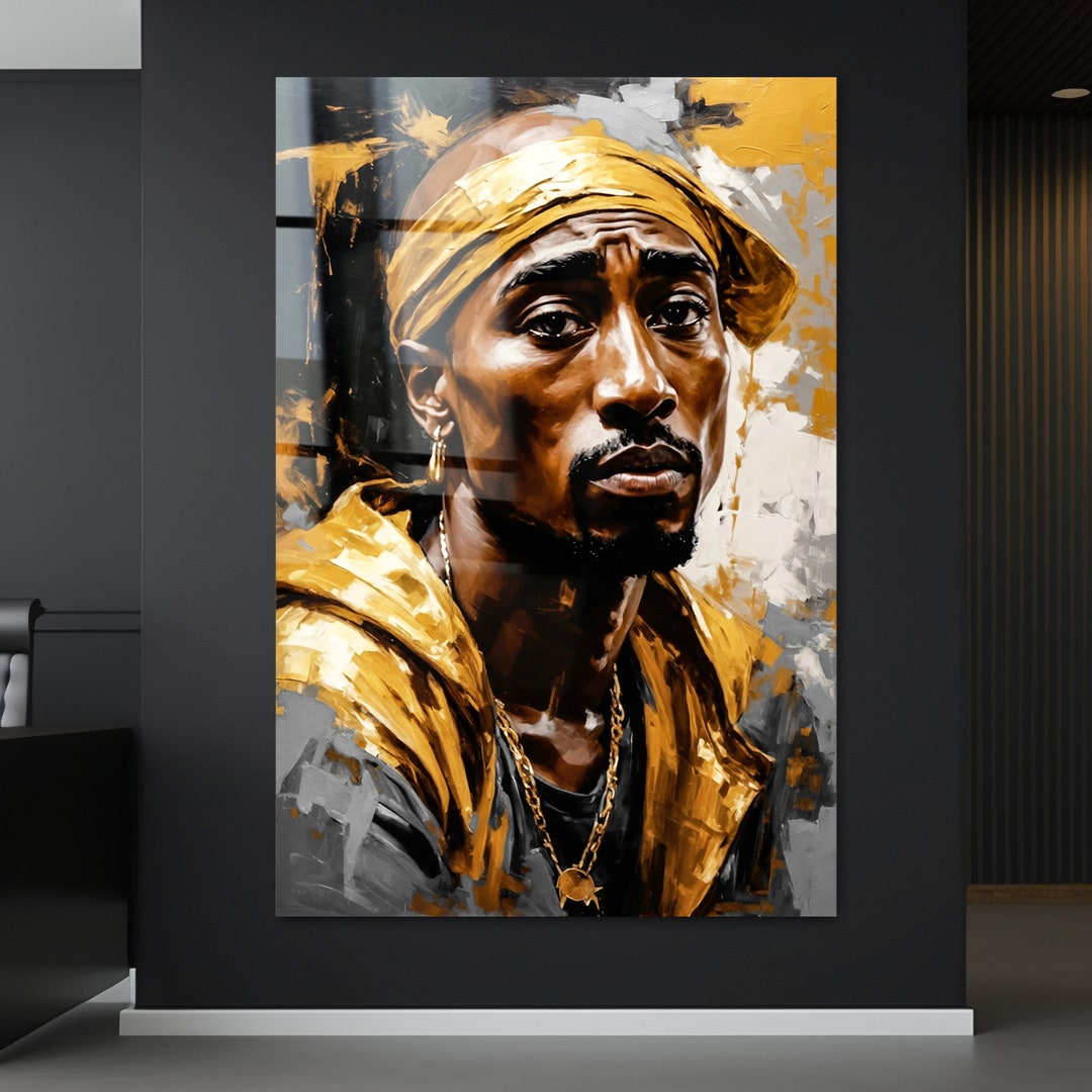 Wandbild TUPAC SHAKUR RAPPER, Musiker Hip Hop Goldene Leinwand ...